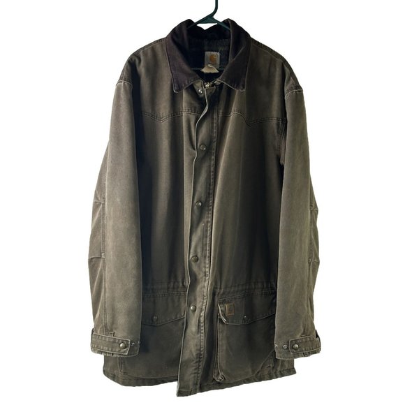 Carhartt | Jackets & Coats | Vtg 9s Carhartt Tall Blanket Lined Corduroy Collar Barn Chore Coat ...
